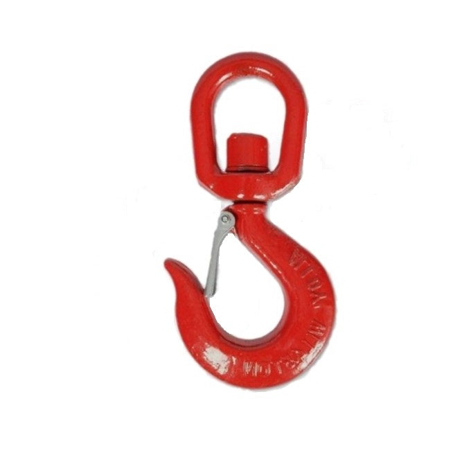 Red Painted Alloy Steel Swivel Hook c/w Safety Catch – UK Lifting Store Ltd